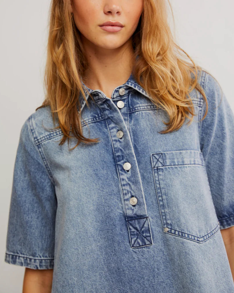 Remino Denim Mini Dress by Free People – ish Boutique